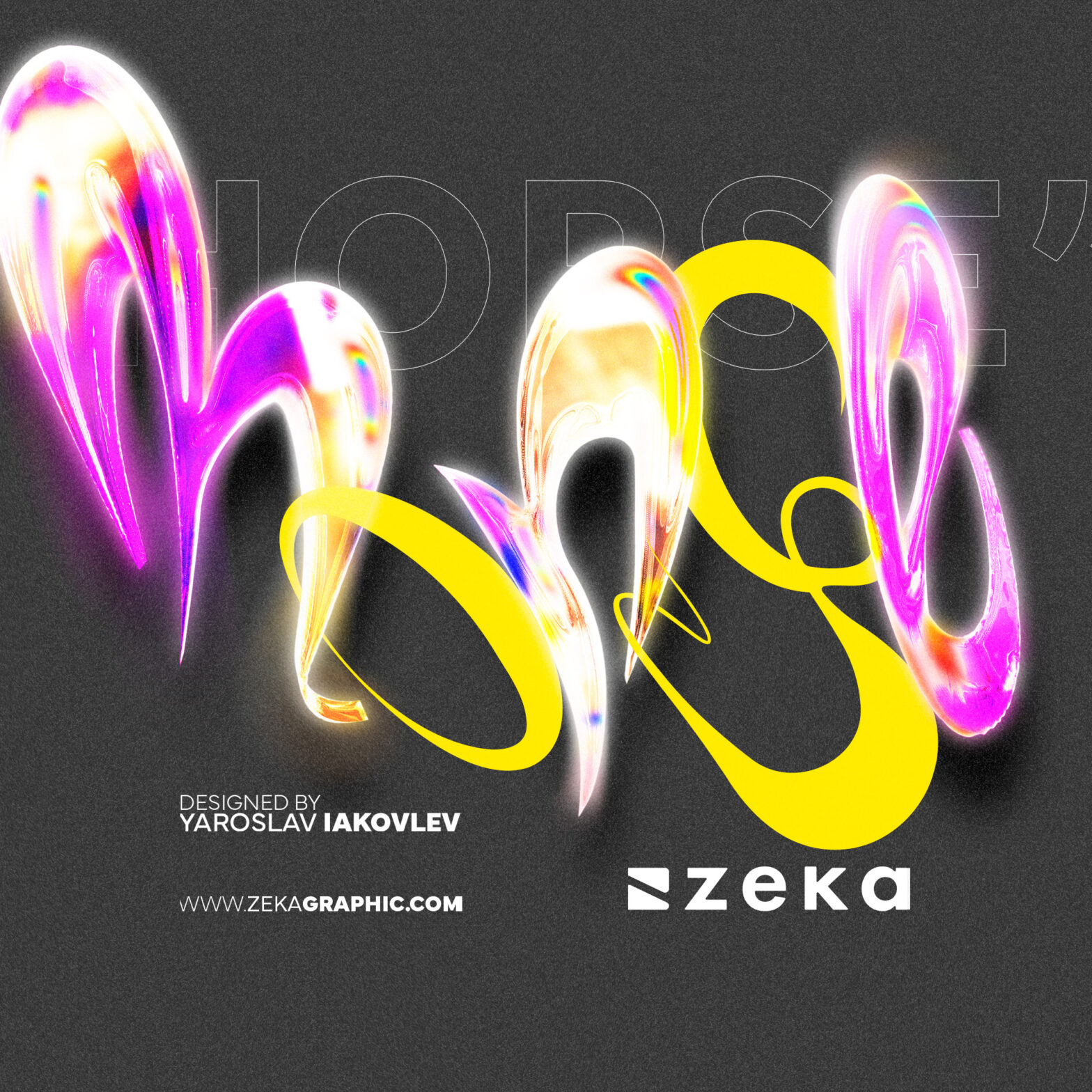 Animals Poster Design & 3D Glass Typography Series - Zeka Design