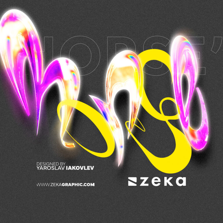 Animals Poster Design & 3D Glass Typography Series - Zeka Design